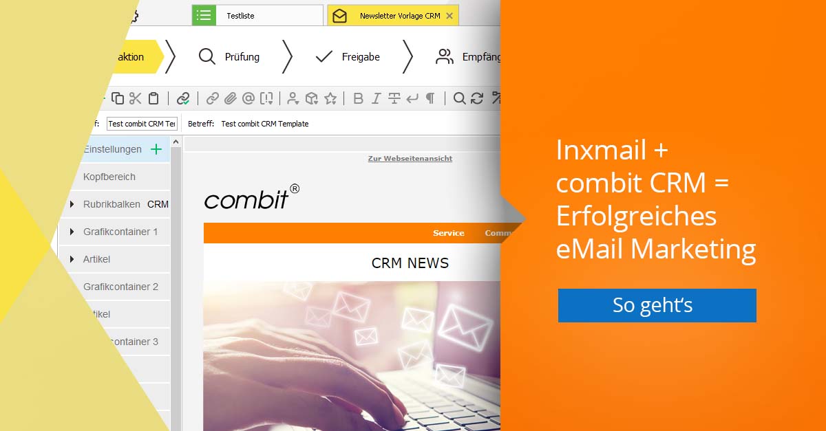 Perfekte E-Mail-Kampagnen - Inxmail an combit CRM anbinden